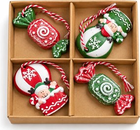 Sada 4 ks vánočních ozdob CANDY ELF 6 cm