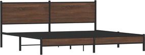 Kovový rám postele bez matrace hnědý dub 193 x 203 cm 3301407