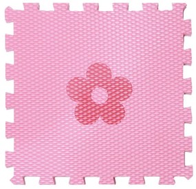 Vylen Pěnové podlahové puzzle Minideckfloor s kytkou Bílý s růžovou kytkou 340 x 340 mm