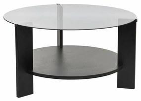 Konferenční stolek Clara Wood Black s tmavým sklem