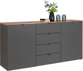XXXLutz ŠIROKÁ KOMODA, barvy grafitu, dub artisan, 180/91/44 cm Hom`in - Široké komody - 002737044103