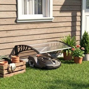 Outsunny garáž pro robotickou sekačku z hliníku, střešní kryt s dutou střechou, UV 30+, odolná proti počasí 100 x 81 x 43 cm, bílá