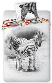 DĚTSKÉ BAVLNĚNÉ POVLEČENÍ ZEBRA 160X200 CM, 1KS 70X80 CM VZOROVANÉ