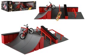 Skatepark - rampy,kolo prstové,skateboard prstový plast v krabici 44x12x25cm