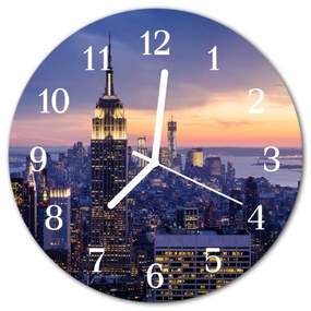 Nástenné skleněné hodiny velkoměsto fi 30 cm
