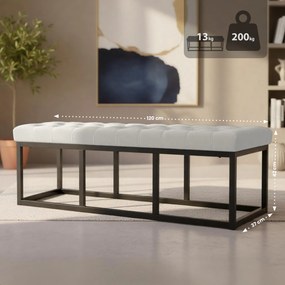 Lavice Polson samet černá konstrukce 120 cm – krémová