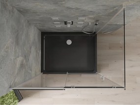 Mexen Omega, sprchový kout s posuvnými dveřmi 120 (dveře) x 90 (stěna) cm, 8mm čiré sklo, chromový profil + slim sprchová vanička černá + chromový sifon, 825-120-090-01-00-4070