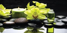 Oriental spa with orchid, candle and pebbles - 50 x 100 cm