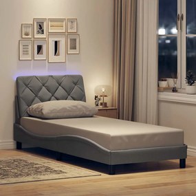 Rám postele s LED bez matrace Světle šedá 90x200 cm Látka 3310643