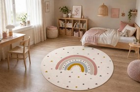 Koberec KIDDO 5151 bílý / světle šedý kruh
