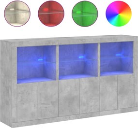 Příborník s LED osvětlením betonově šedý 181,5 x 37 x 100 cm 3209152