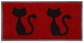 Červená vnitřní čistící pratelná vstupní rohož FLOMA Cats - 40 x 80 x 0,8 cm