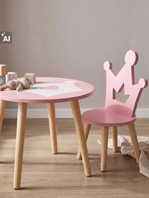 Sinsay - Sada: stolek a židle ve tvaru koruny - pastelová růžová