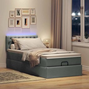 Osmanský rám postele s matrací tmavě šedá 100x200cm textil 3312368