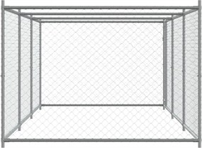 Klec pro psy s dvířky šedá 6 x 2 x 1,5 m pozinkovaná ocel 3209579