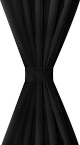 2 ks černé mikrosaténové závěsy s poutky 140 x 245 cm 130355