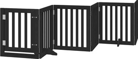 Zábrana pro psy s dvířky skládací 9 panelů černá 450 cm topol 3155653