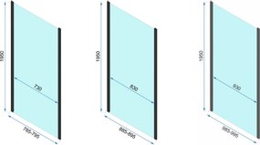 Rea Rapid, pevná stěna pro sprchový kout Rapid 90 x 195 cm, 6mm čiré sklo, zlatý profil, REA-K5624