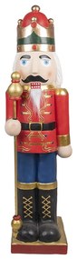 Vánoční dekorace socha Louskáček v červeném  - 24*24*120cm