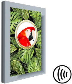 Obraz Papoušek mezi listy monstery (1-dílný) - Tropická džungle
