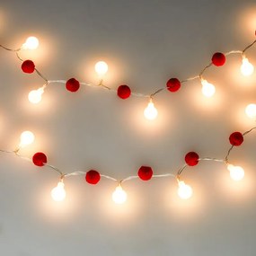 SOLIGHT LED vánoční řetízek červená-bílá, 20x LED, 1,5m, 2xAA