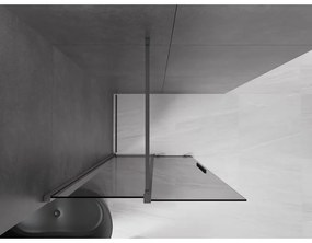Mexen Velar, sprchová zástěna s posuvnými dveřmi Walk-in 80 x 200 cm, 8mm šedé sklo, grafit broušený, 871-080-000-43-66
