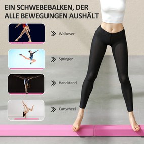 SPORTNOW 236 cm skládací kladina, přenosná gymnastická kladina, protiskluzová kladina, gymnastická a balanční kladina do 80 kg, pro děti od 3 let, vn…