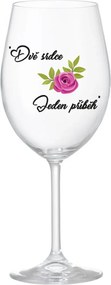 DVĚ SRDCE, JEDEN PŘÍBĚH - čirá sklenice na víno 350 ml
