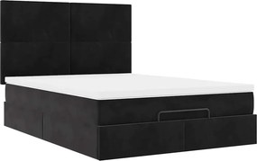Osmanský rám postele s matracemi černá 140x190cm samet 3313399