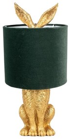 Zlatá stolní lampa králík s tmavě zeleným stínidlem Rabbi - Ø 20*43 cm