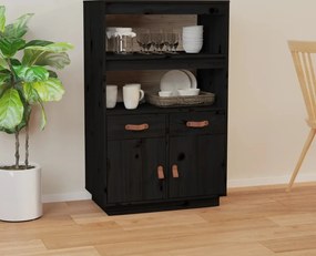 vidaXL Skříň highboard 67 x 40 x 108,5 cm masivní borové dřevo [820158] Barva: Černá