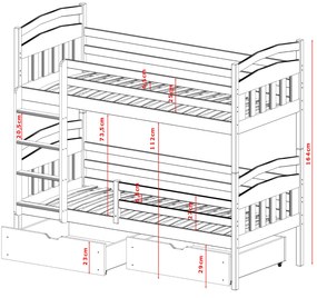 Legno Dětská patrová postel Gabriel bílá Rozměr (cm): 80x160