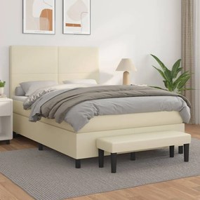 vidaXL Box spring postel s matrací krémová 140x200 cm umělá kůže