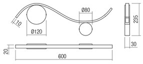 Smarter 01-3110 nástěnné LED svítidlo Wave, pískově černé, 9W, 3000K, 60cm