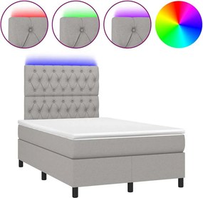 Box spring postel s matrací a LED světle šedá 120x190 cm textil 3270218