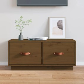 Tv Skříňka Šedá 80 X 34 X 35 Cm Masivní Borové Dřevo - Přírodní