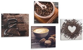 Set obrazů pro milovníky kávy - 4x 40x40 cm