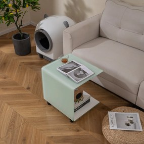 Costway Odkládací stolek z tvrzeného skla s kolečky ve tvaru C Pohovka