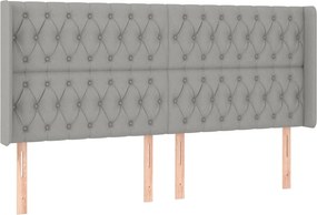 Box spring postel s matrací a LED světle šedá 200x200 cm textil 3139141