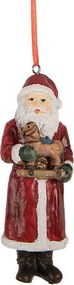 Vánoční závěsná ozdoba Santa Claus s koníkem - 4*3*11 cm