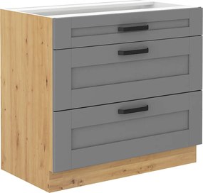 LUNA du | dolní skříňka 80 D 3S se zásuvkami PREMIUM BOX | 80 cm | artisan/šedá
