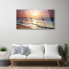Obraz na skle Moře Pláž Slunce Krajina 125x50 cm