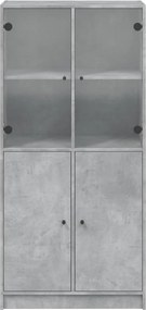 Highboard s dvířky betonově šedý 68x37x142 cm kompozitní dřevo 3295867