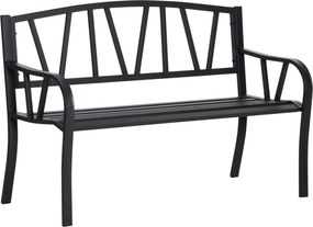 Outsunny Černá Voděodolná Metalová Zahradní Lavice, Venkovní Železná Lavice pro Dva, 128x56x86cm