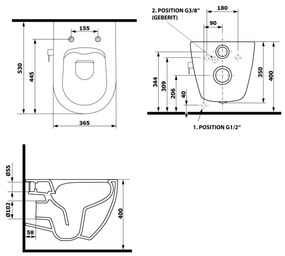 Isvea, INFINITY závěsná WC mísa Rimless, integrovaný ventil a bidetová sprška 36,5x53 cm, bílá, 10NFS1001I