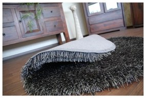 Luxusní kusový koberec Shaggy Love černý kruh 120cm