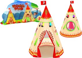 LEAN Toys Dětský stan Tipi indiánský styl krémový 160 x 105 cm