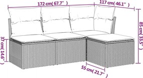 vidaXL 4dílná zahradní sedací souprava s poduškami polyratan [3217496] Barva: Hnědá a krémová