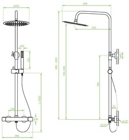 Laveo Pretto, nástěnný sprchový sloup, chromová, LAV-PLP_00OB
