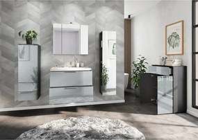Šedá lesklá závěsná skříňka s umyvadlem 81x65 cm Vasio – Germania